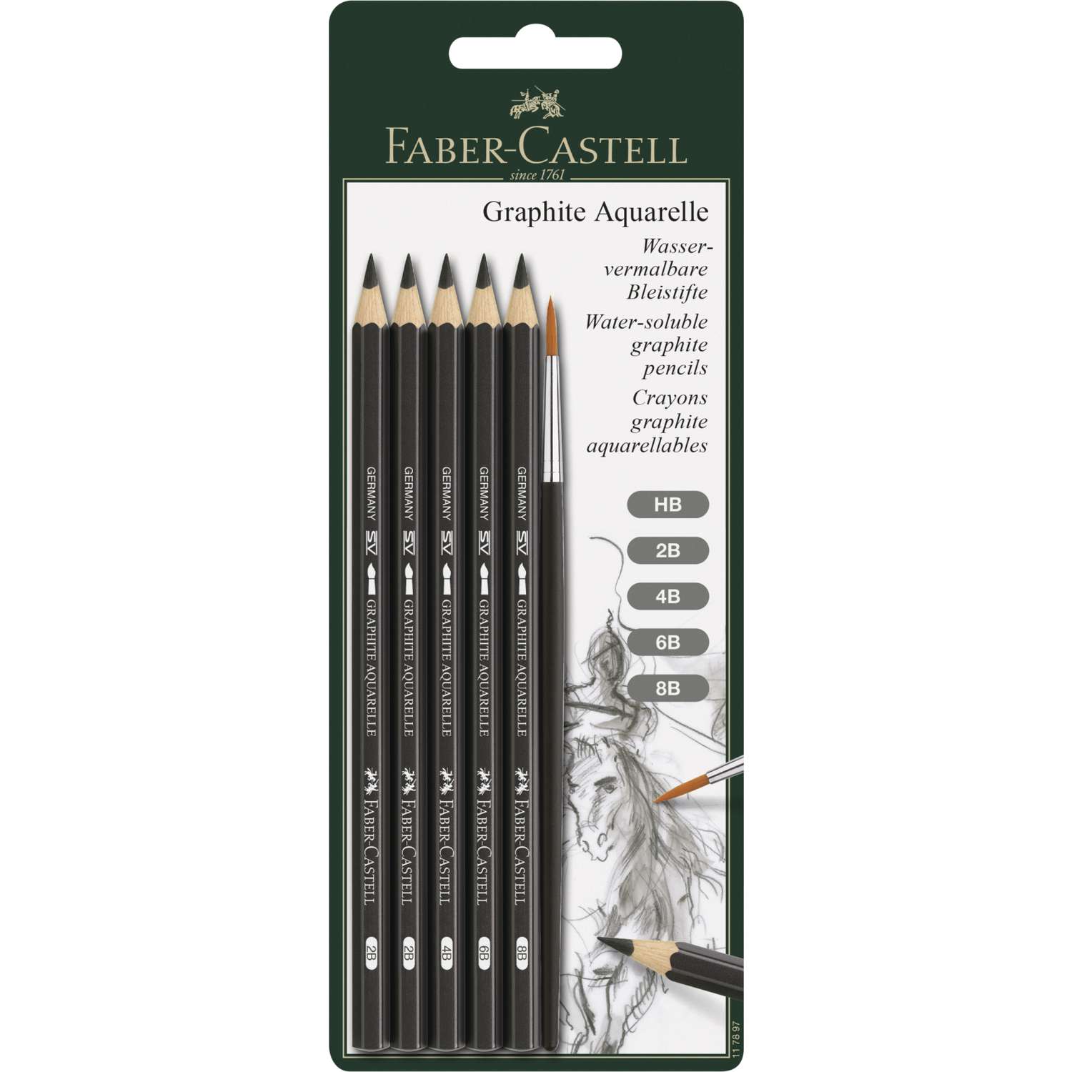 Set pinceau et 5 crayons graphite aquarellables Faber Castell | Le ...